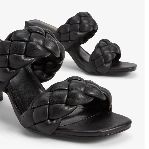 Express | Shoes | Black Braided Double Band Block Heel Sandals Express ...